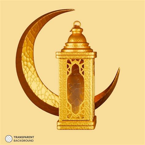 Lanterne Islamique Avec Illustration De Rendu 3d Icône Croissant De