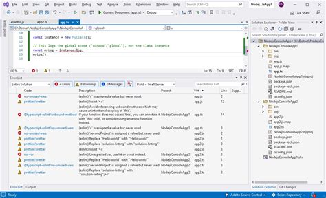 walk through of features typescript analyzer eslint prettier