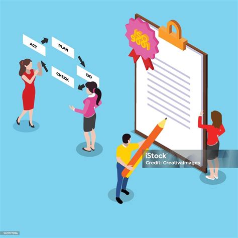 Iso 9001 품질 경영 시스템 아이소메트릭 3d 개념에 대한 스톡 벡터 아트 및 기타 이미지 개념 건강관리와 의술