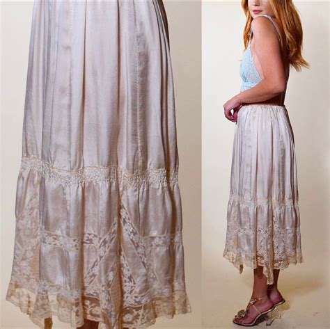 Rare Authentic Antique Silk Lace Chemises Lingerie Slip Skirt With