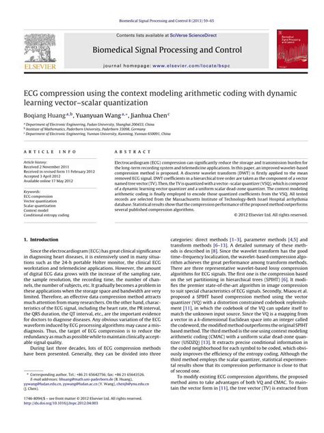 pdf ecg compression using the context modeling arithmetic coding with