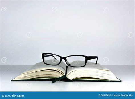 Open Book And Reading Glasses Stock Image Image Of Presbyopia Research 58667495