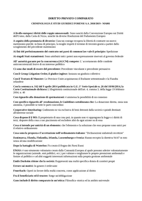Test Diritto Comparato Docsity