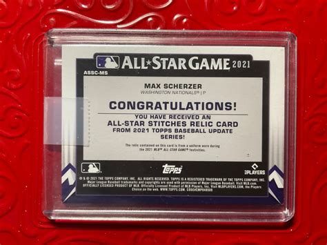 2021 Topps Update All Star Stitches Relic Assc Ms Max Scherzer