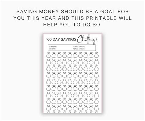 100 Day Challenge Savings Tracker Printable Savings Jar Challenge