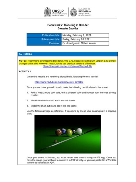 Homework 2 Modeling In Blender Computer Graphics Pdf Blender