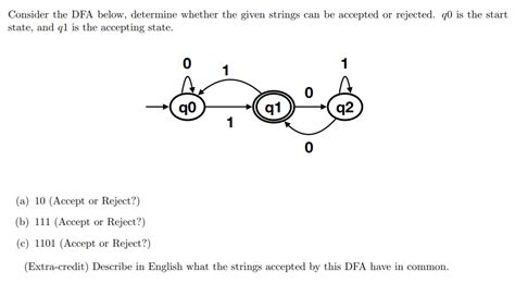 Solved Consider The Dfa Below Determine Whether The Given Chegg