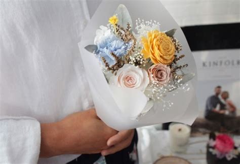 베이직 클래스프리저브드꽃다발고급취미반 핸드타이드프리저브드플라워미니부케셀프웨딩소품촬영꽃다발여자친구선물라이스플라워