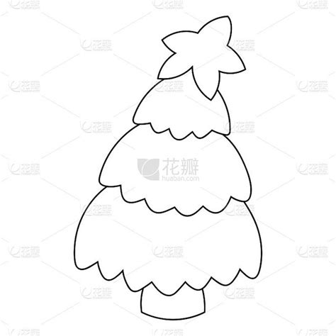 冷杉树。儿童涂色书页。卡通风格。矢量插图孤立的白色背景。