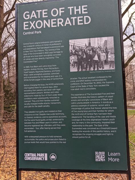 Gate Of The Exonerated Is Unveiled At Central Park Grassroots Wire
