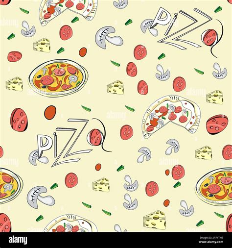 Pizza Pattern Illustration Stock Vector Images Alamy