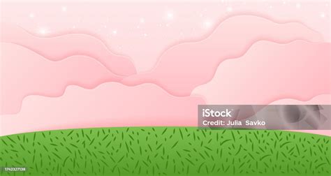 Vetores De Fundo Da Natureza Dos Desenhos Animados Com Campo E Nuvens E