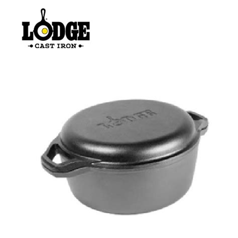 Lodge Chef Collection 6 Quart Seasoned Cast Iron Double Dutch Oven