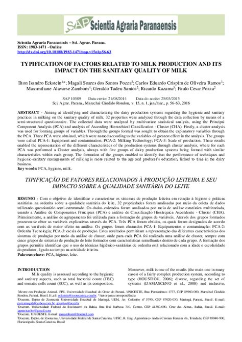 Pdf Typification Of Factors Related To Milk Production And Its Impact