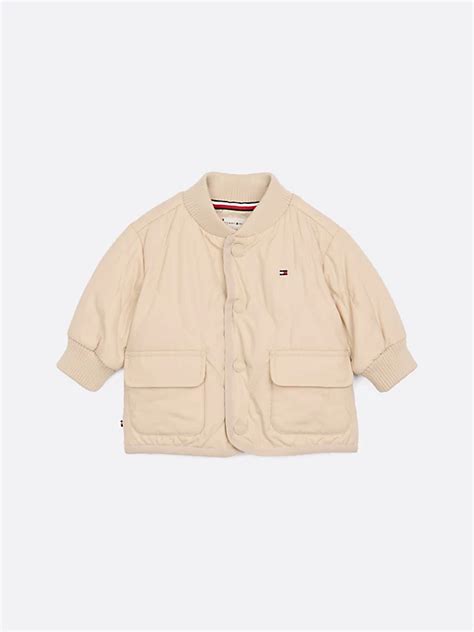 Baseball Collar Quilted Jacket Beige Tommy Hilfiger