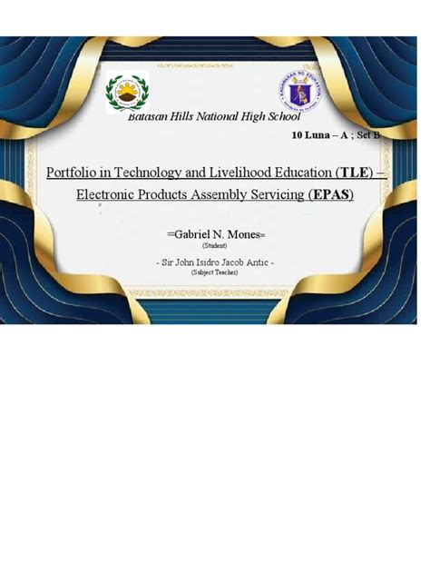 Portfolio In Technology And Livelihood Education Tle Electronic