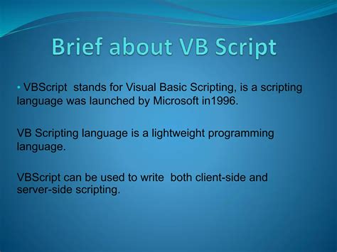 Vbscript Ppt