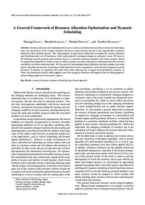 Pdf A General Framework Of Resource Allocation Optimization And Dynamic Scheduling