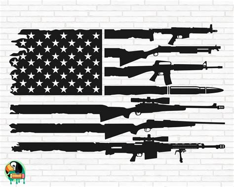 American Gun Flag Svg Guns Us Flag Svg Patriotic Svg Distressed Flag