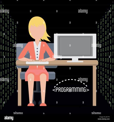 web developer working on computer programming coding stock vector image
