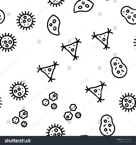 Pathogen Vector Seamless Pattern Thin Line Stock Vector Royalty Free 1494742538 Shutterstock