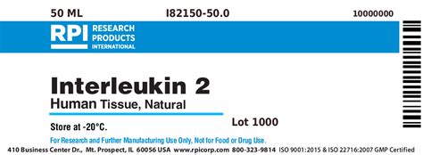 I82150 50 0 Interleukin 2 Human Tissue 50 Milliliters