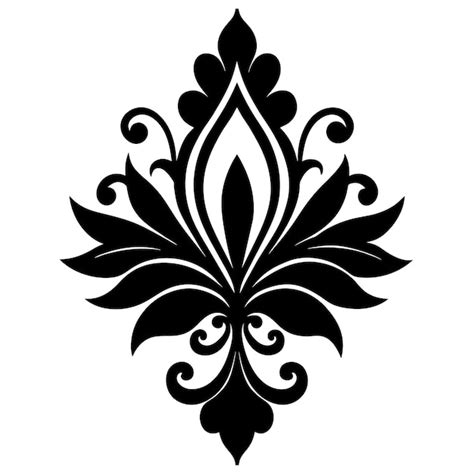 Ornamento Vectorial Floral Silueta De Color Negro Fondo Blanco 87