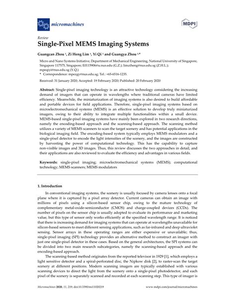 Pdf Single Pixel Mems Imaging Systems