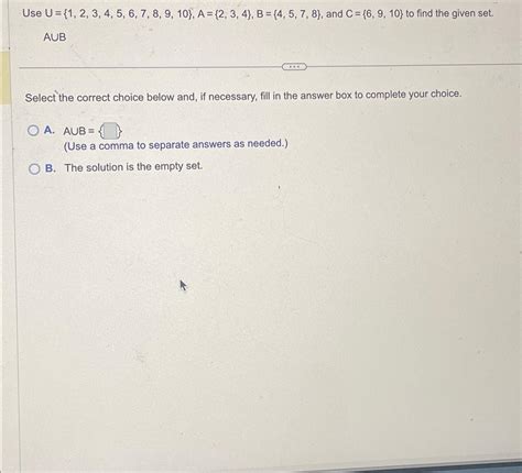 Solved Use U 1 2 3 4 5 6 7 8 9 10 A 2 3 4 B 4 5 7 8 Chegg