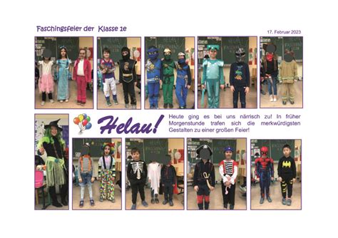 Fasching Der Klasse 1e Adalbert Stifter Grundschule Erlangen