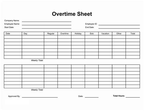 Overtime Hours Tracker Template Excel