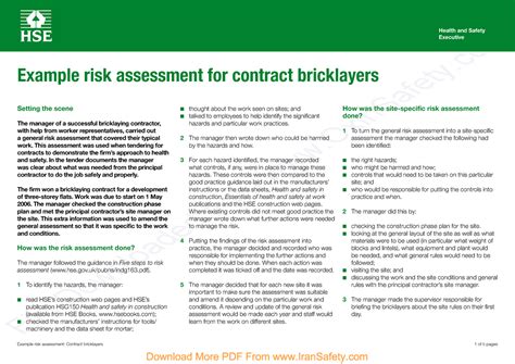 Risk Assment Health And Safety Risk File Downloaded From Oxinsafety