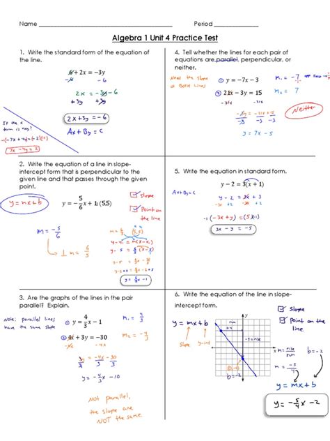 Unit 4 Practice Test Pdf Slope Algebraic Geometry