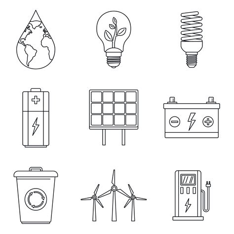 Save Energy Icon Set Outline Style 8794013 Vector Art At Vecteezy