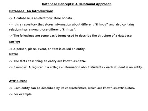 database introduction and relationship docsity