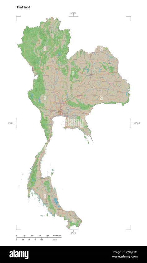 Shape Of A Topographic Osm Standard Style Map Of The Thailand With