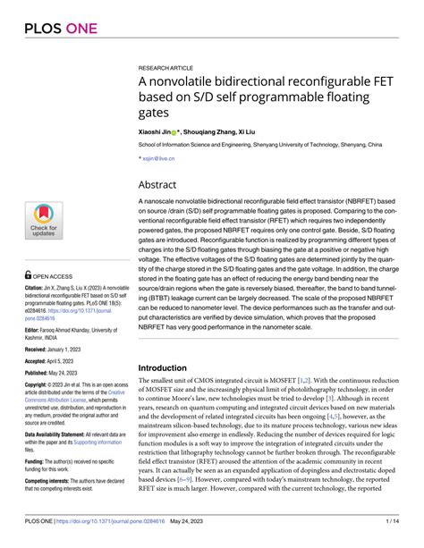 Pdf A Nonvolatile Bidirectional Reconfigurable Fet Based On Sd Self Programmable Floating Gates