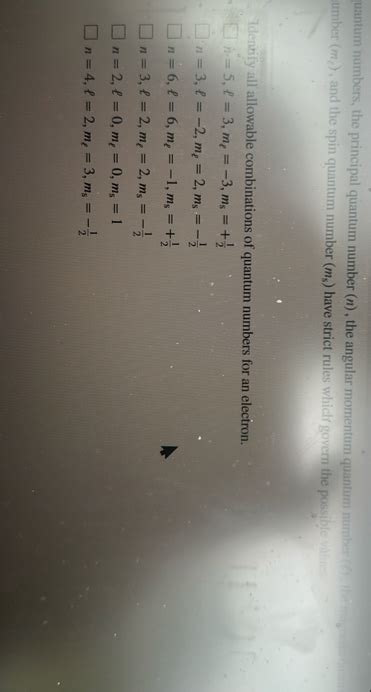 Solved Uantum Numbers The Principal Quantum Number N