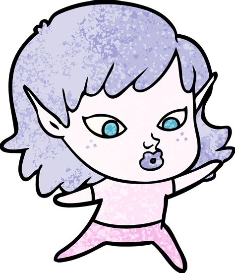 Retro Grunge Texture Cartoon Cute Elf Girl 13921793 Vector Art At Vecteezy