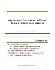 Algoritmos y Estructuras de Datos Tema Diseño de Algoritmos pdf Algoritmos y Estructuras de
