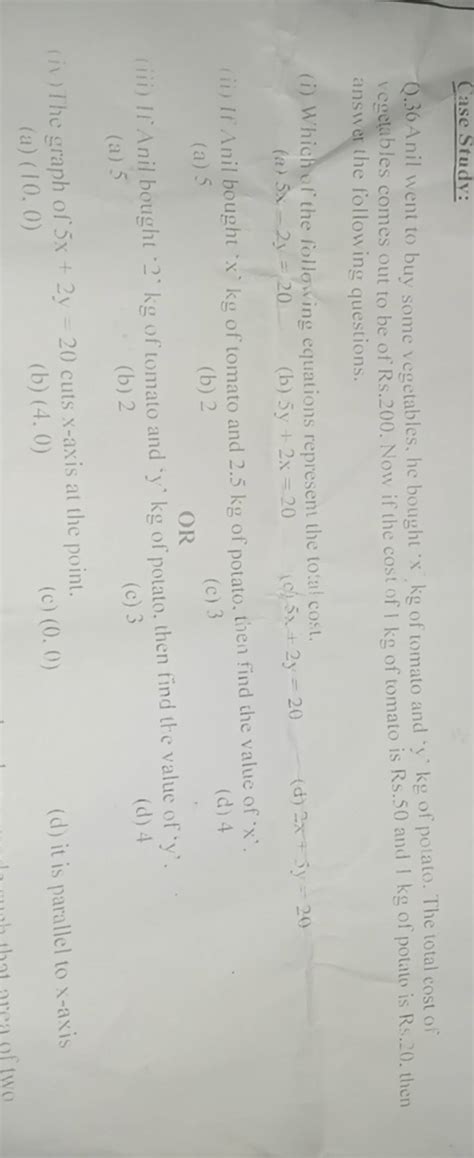 The Graph Of 5x 2y 20 Cuts X Axis At The Point Filo