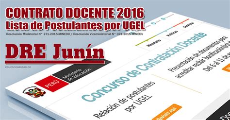 Dre Junín Lista De Postulantes Por Ugel Para Plazas Vacantes