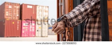 Woman Trapped Cargo Container Wait Human Stock Photo