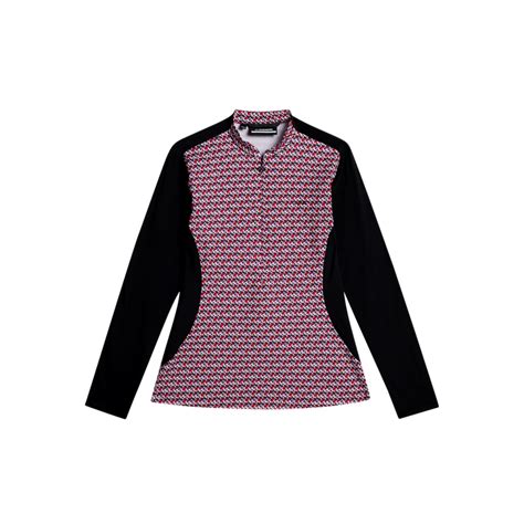 J Lindeberg Marilyn Bridge Block Print Quarter Zip Pull Over Pga Tour