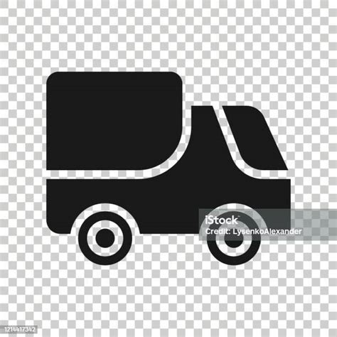 フラットスタイルの配達トラックのアイコン白い孤立した背景にバンベクトルのイラストカーゴカービジネスコンセプト アイコンのベクターアート素材