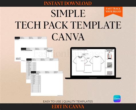 Simple Fashion Tech Pack Template Canva Tech Pack Template Canva