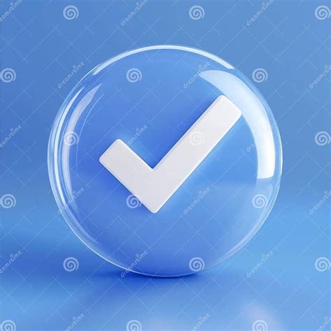 A 3d Checkmark On A Vibrant Blue Background Symbolizing Approval Used In Digital Designs Stock