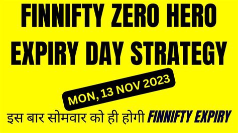 Finnifty Zero Hero Expiry Day Strategy For Monday 13 Nov 2023 Finnifty