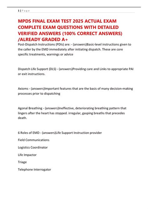 Mpds Final Exam Test 2025 Actual Exam Complete Exam Questions With