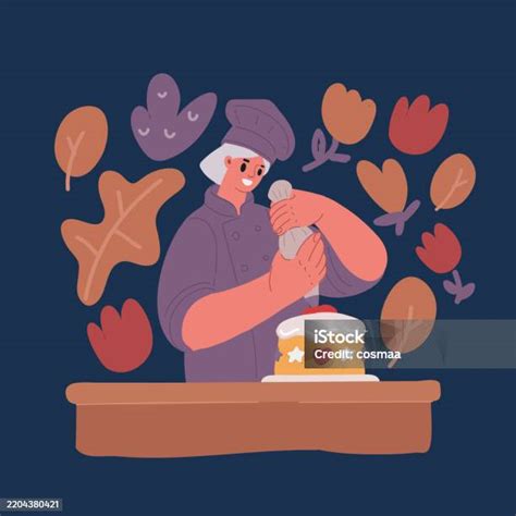 케이크를 만드는 여자의 만화 벡터 그림 여자 Decorationg 케이크 스케치 그림 케이크를 굽는 소녀 건강한 식생활에 대한 스톡 벡터 아트 및 기타 이미지 Istock